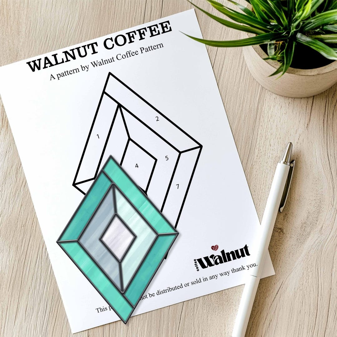 Geometric Shapes Stained Glass Pattern, Colorful Rhombus Stained Glass ...