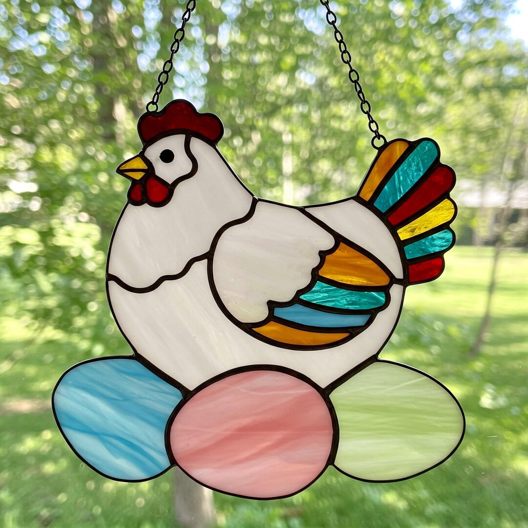 Easter Chicken Stained Glass Pattern: DIY Suncatcher (PDF) - Etsy