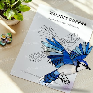 Pattern Blue Jay Stained Glass, Blue Jay Stained Glass Suncatcher, DIY ...