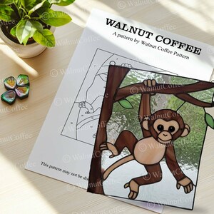 Stained Glass Monkey Pattern: Swinging Jungle Animal (PDF Pattern) - Etsy