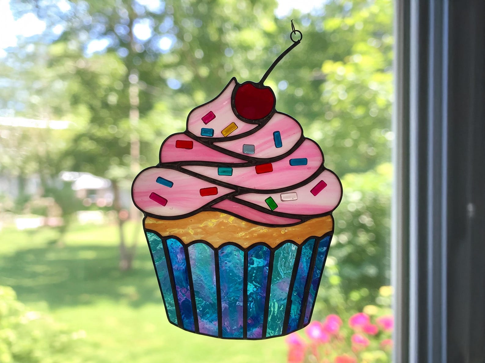 Cherry Cupcake Stained Glass Pattern: Festive DIY Project (PDF) - Etsy