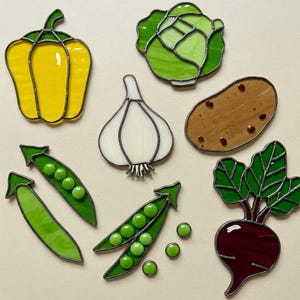 Vegetables Stained Glass Pattern, Yellow Bell Pepper, Cabbage, Garlic ...