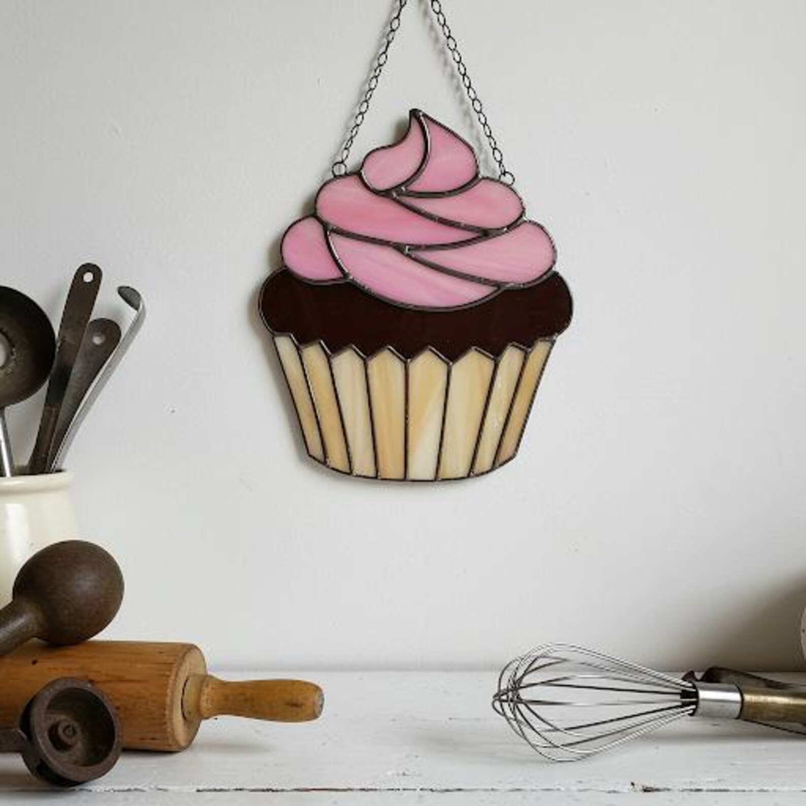 Cupcake Stained Glass Suncatcher Pattern: DIY Baking Decor (PDF) - Etsy