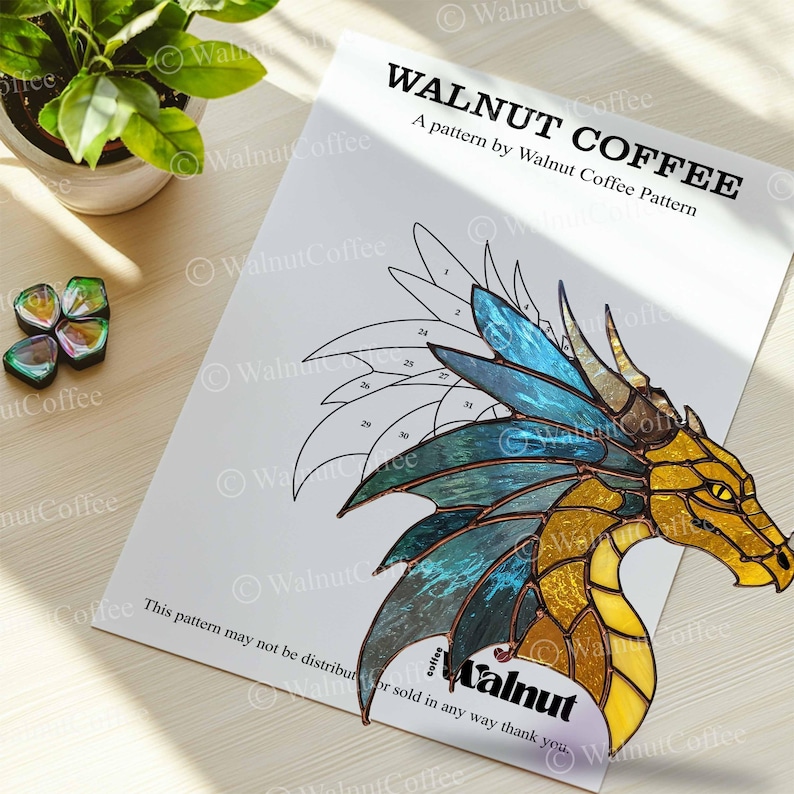 Stained Glass Dragon Suncatcher PDF Pattern: Fantasy Decor (digital ...