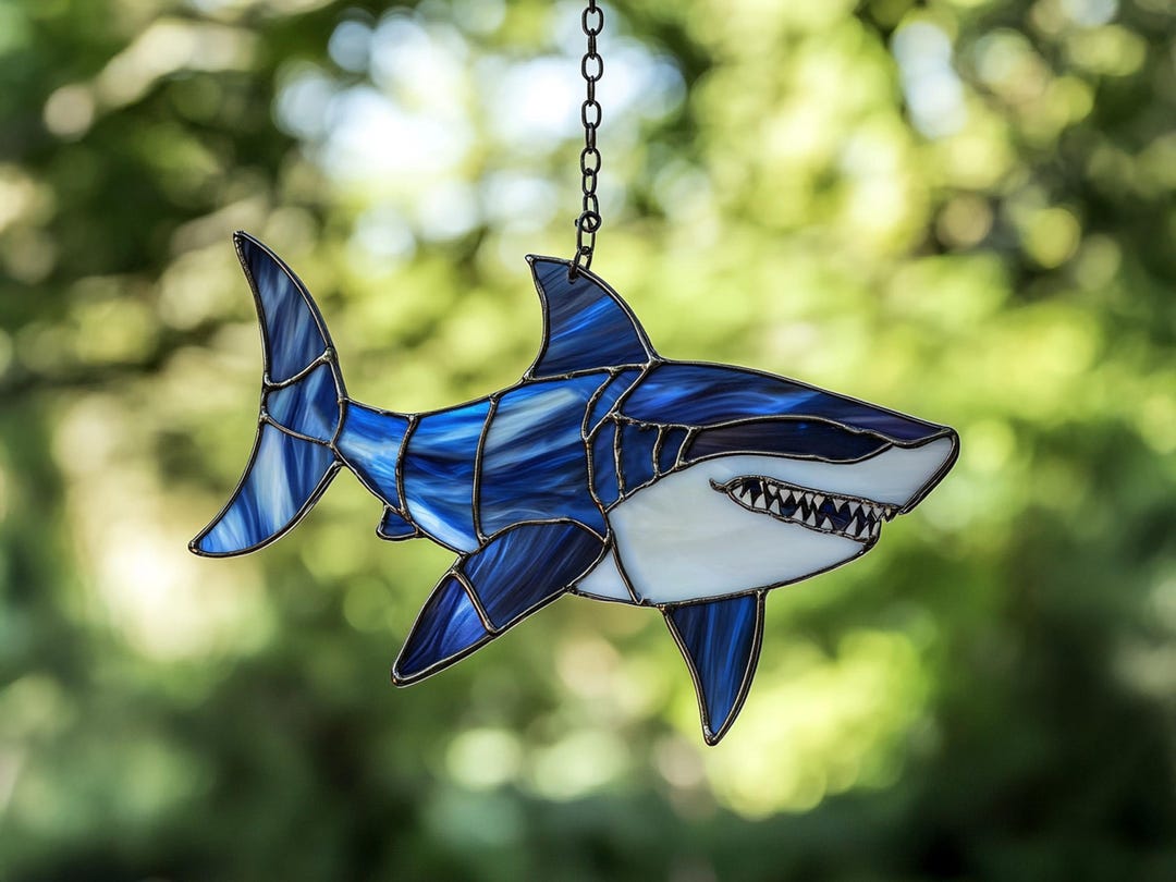Shark Stained Glass Pattern: Ocean Creature DIY (PDF) - Etsy