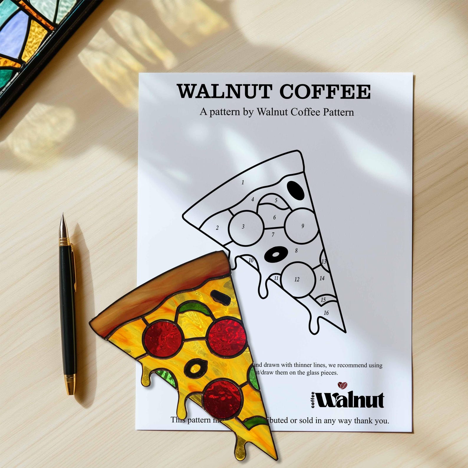 Pizza Slice Stained Glass Pattern: DIY Festive Decor (PDF) - Etsy