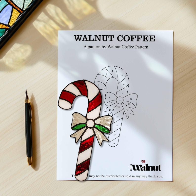 Candy Cane Stained Glass Suncatcher Pattern: Christmas Decor (PDF) - Etsy