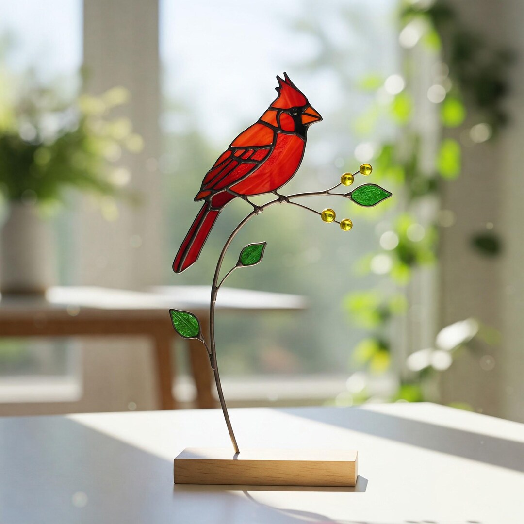 Red Cardinal Suncatcher Glass Pattern: Festive Bird PDF (digital ...