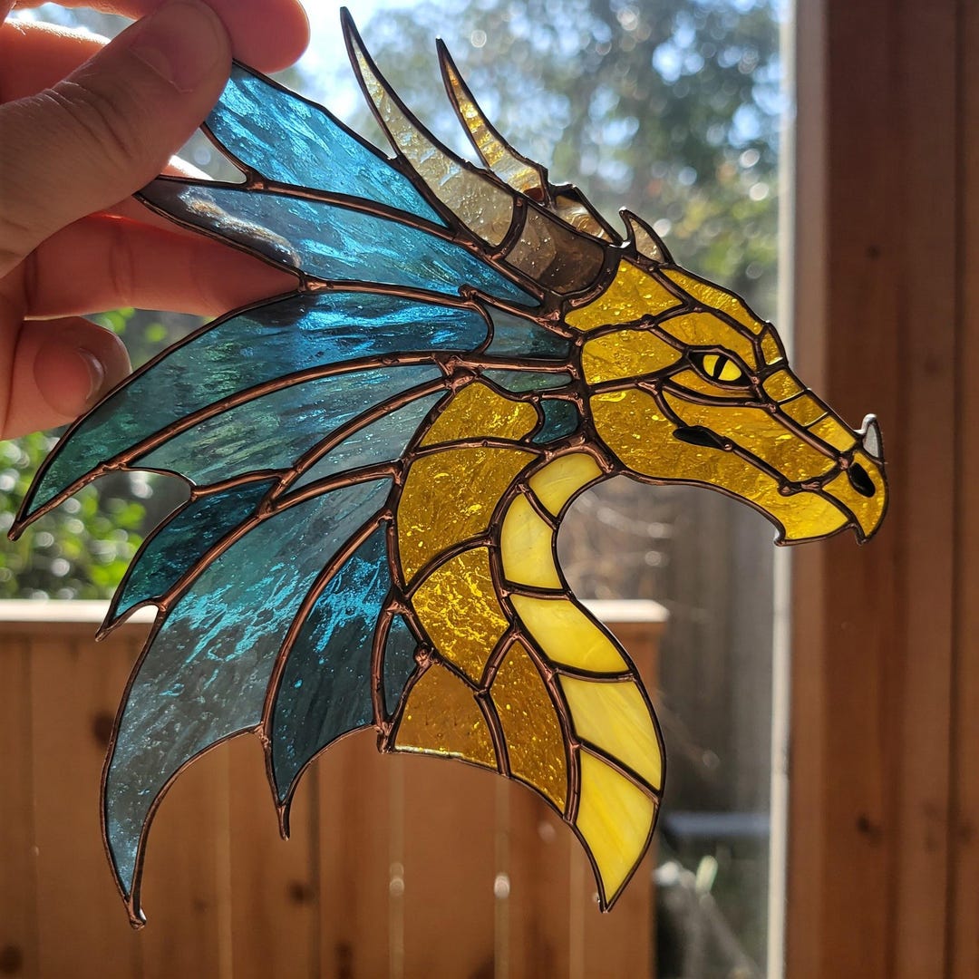 Stained Glass Dragon Suncatcher PDF Pattern: Fantasy Decor (digital ...