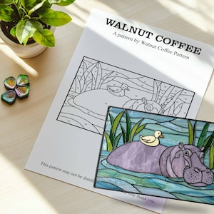 Hippo and Duck Stained Glass Pattern: DIY Home Decor (PDF) - Etsy