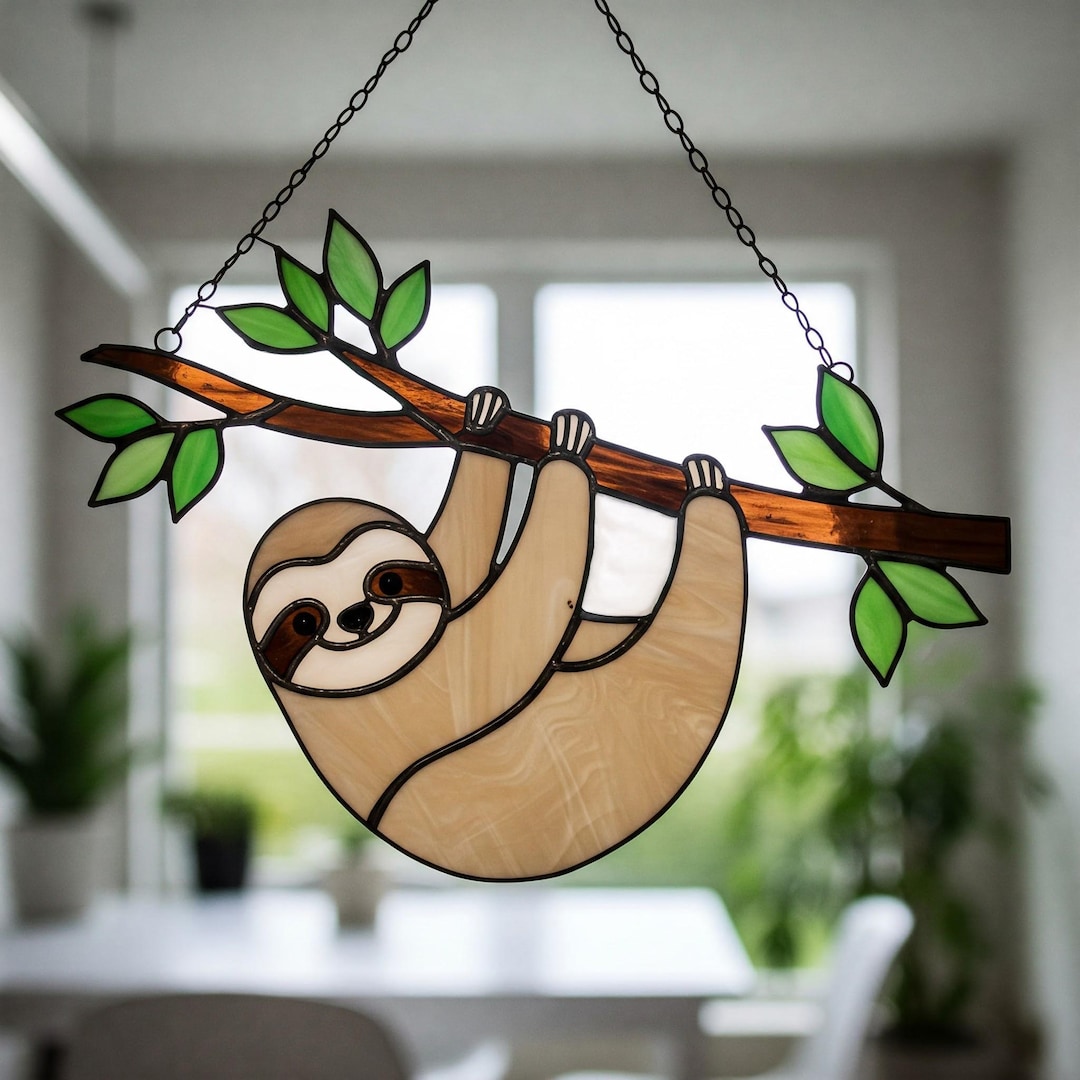 Pattern Wall Hanging Sloth Stained Glass, Sloth Stained Glass ...
