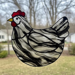 Pattern Chicken Stained Glass, Chicken Stained Glass Suncatcher, DIY ...