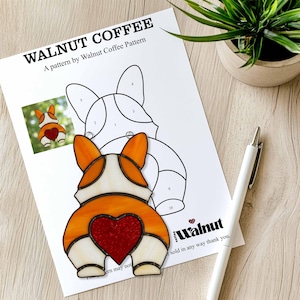 Corgi Suncatcher Stained Glass Pattern: Adorable Animal DIY (PDF) - Etsy
