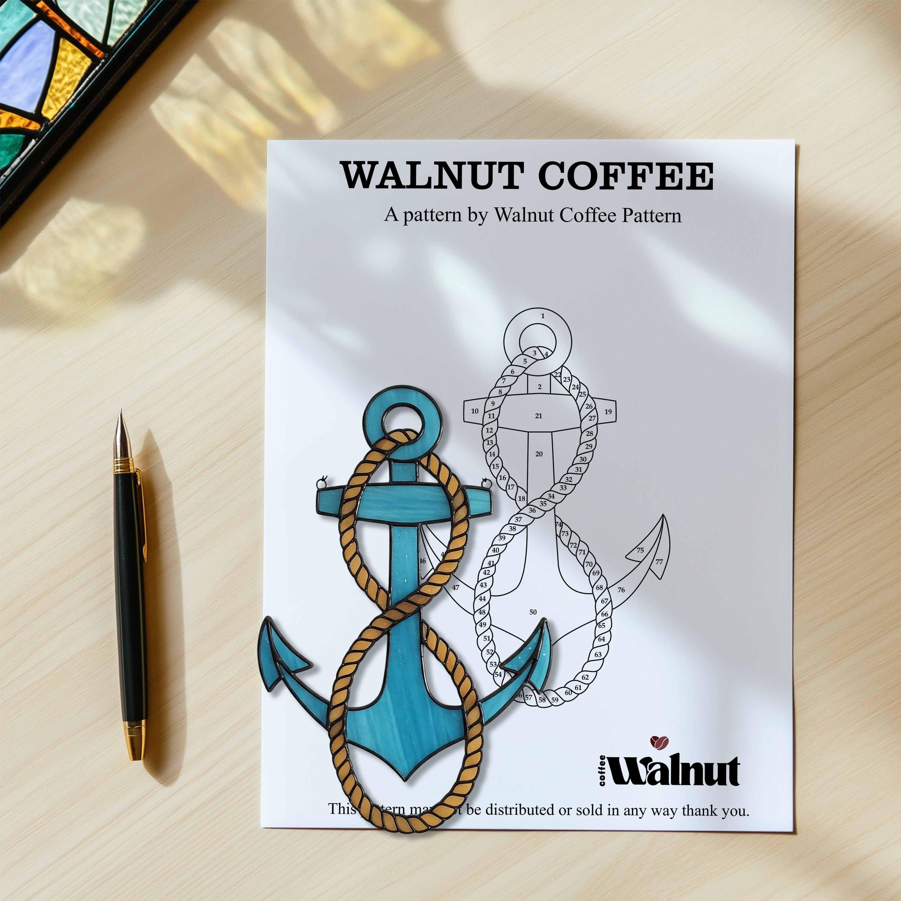 Blue Anchor Stained Glass Pattern: Nautical Decor (PDF) - Etsy