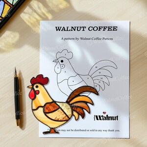 Farm Animals Stained Glass Pattern, Chicken Stained Glass Pattern, DIY ...