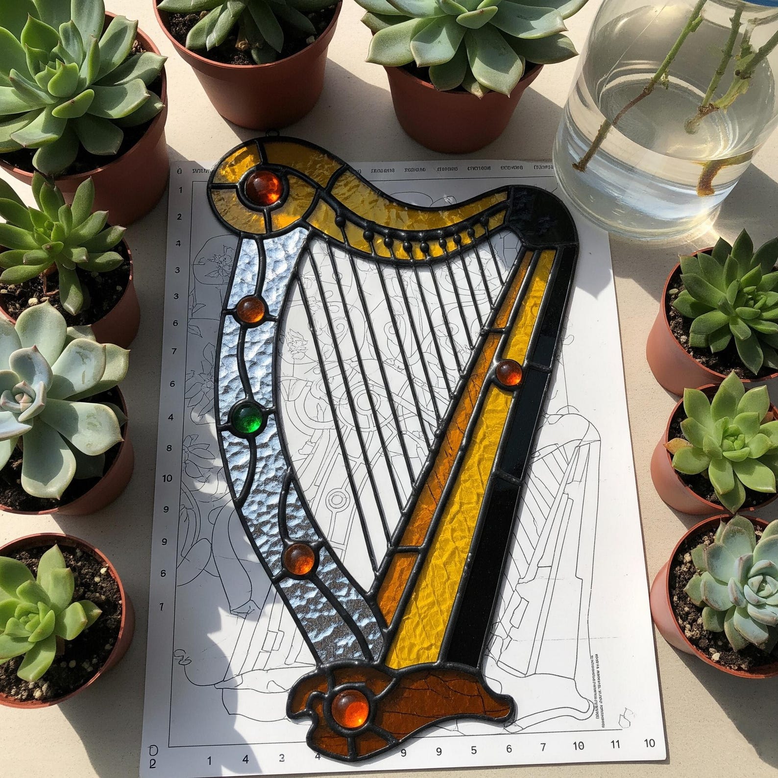 Celtic Harp Stained Glass Pattern: Irish Decor, Music Lover Gift (PDF ...