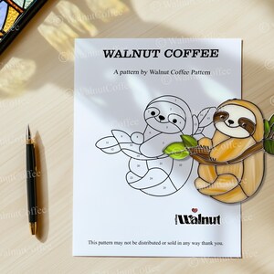 Pattern Smiling Sloth Stained Glass, Sloth Stained Glass Suncatcher ...