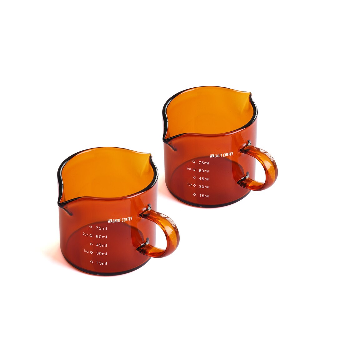 2packs 75ml/2.5oz Colored Espresso Shot Glass Double Spouts, Measuring Triple Pitcher Milk Cup ...
