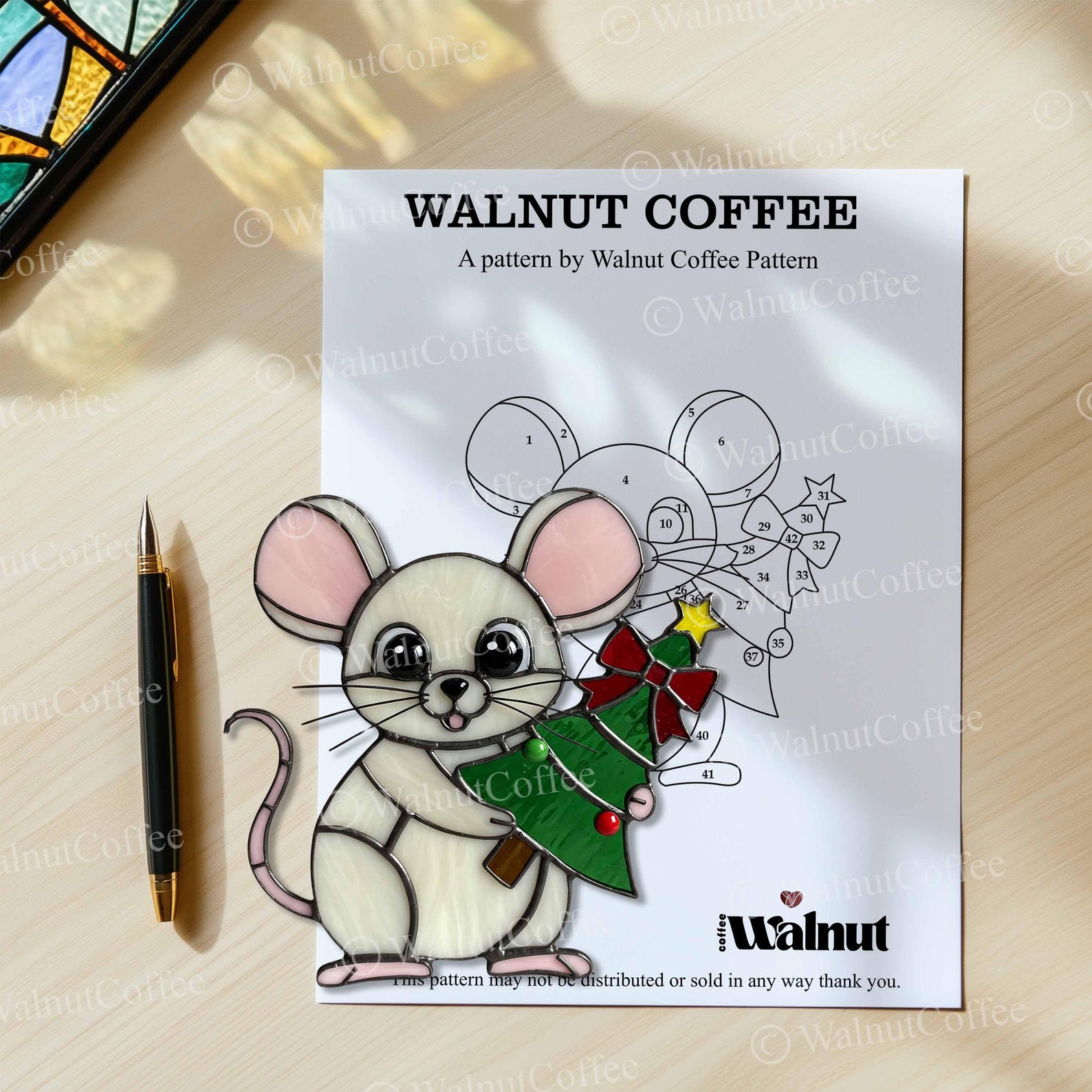 Christmas Mouse Stained Glass Pattern: Festive Holiday Decor (PDF ...