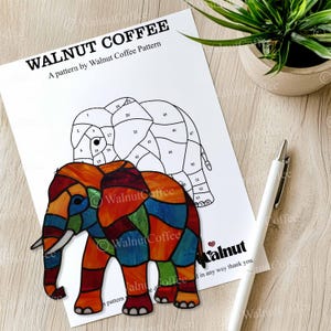 Rainbow Elephant Stained Glass Pattern: Jungle Animal Suncatcher (PDF ...