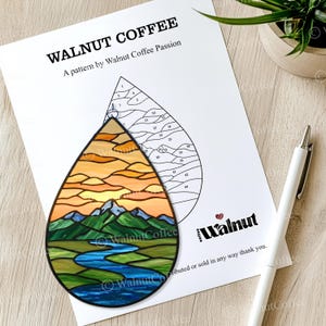 Landscape Stained Glass Pattern: Sunset River Mountain Suncatcher (PDF ...