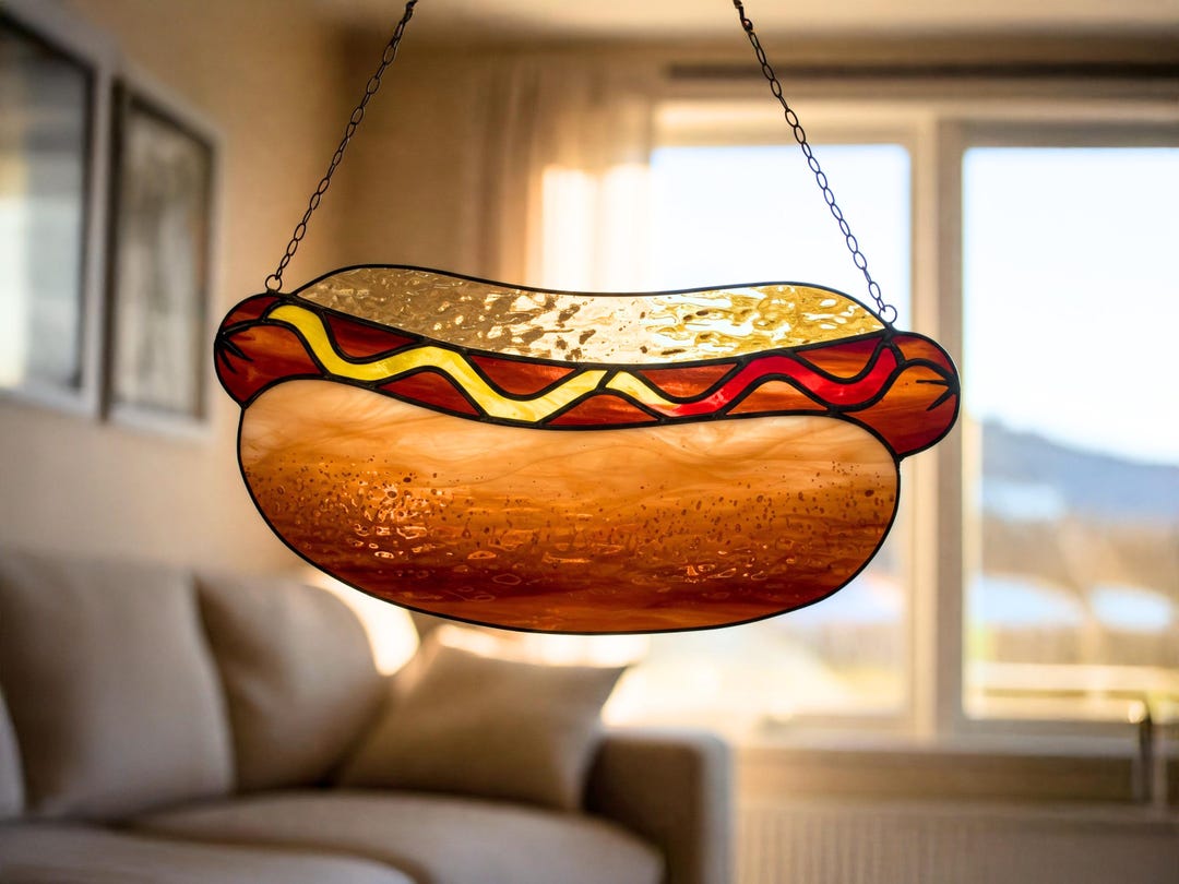 Hotdog Stained Glass Pattern: Fast Food DIY (PDF) - Etsy