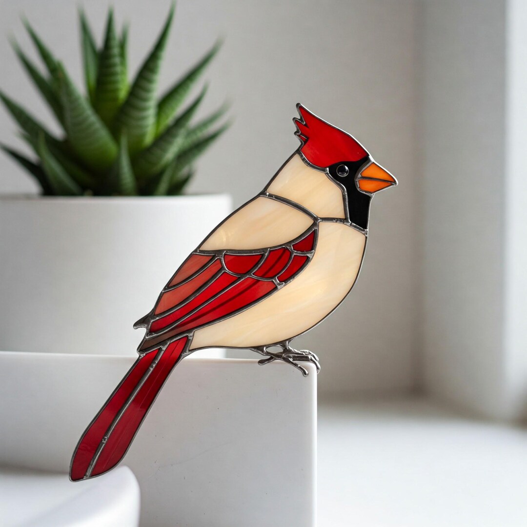 Red Cardinal Stained Glass Suncatcher Pattern (PDF) - Etsy