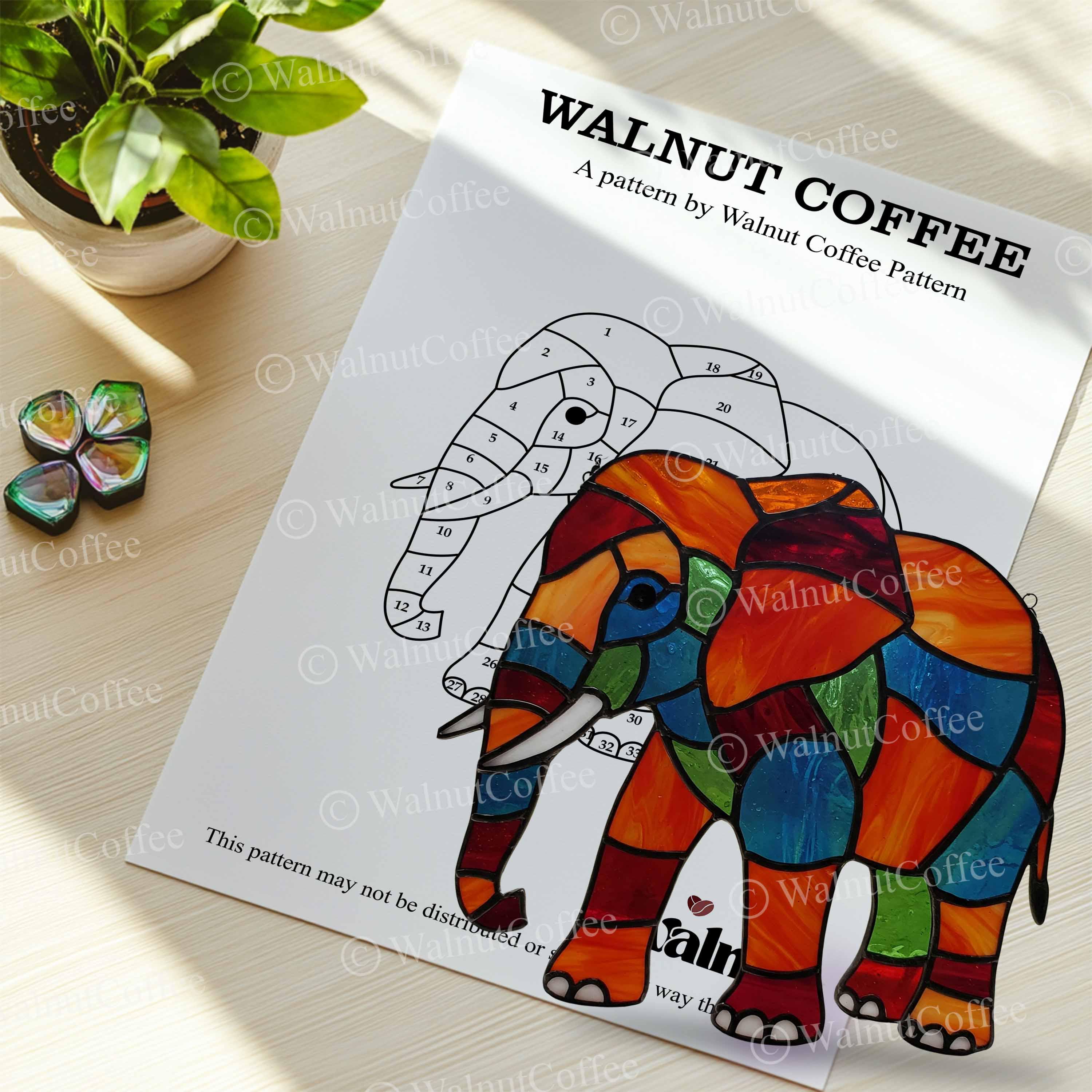 Rainbow Elephant Stained Glass Pattern: Jungle Animal Suncatcher (PDF ...