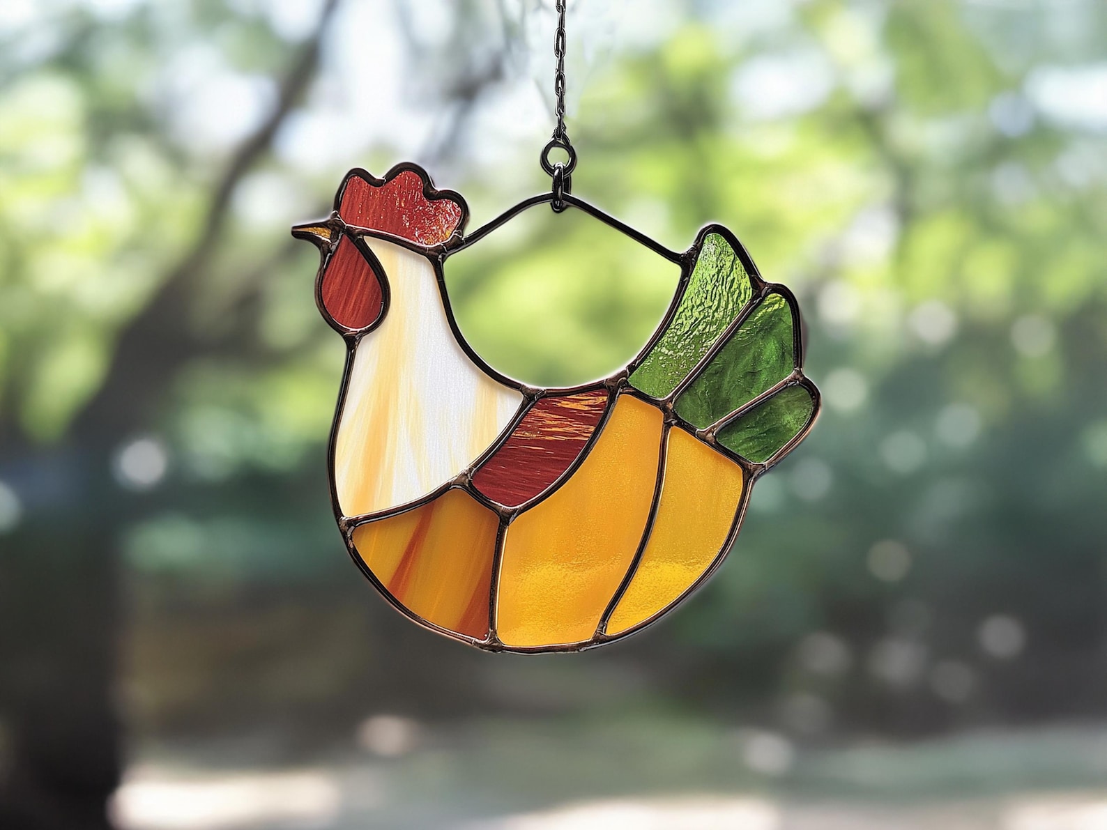 Hen and Rooster Stained Glass Pattern: DIY Snail Design (digital ...
