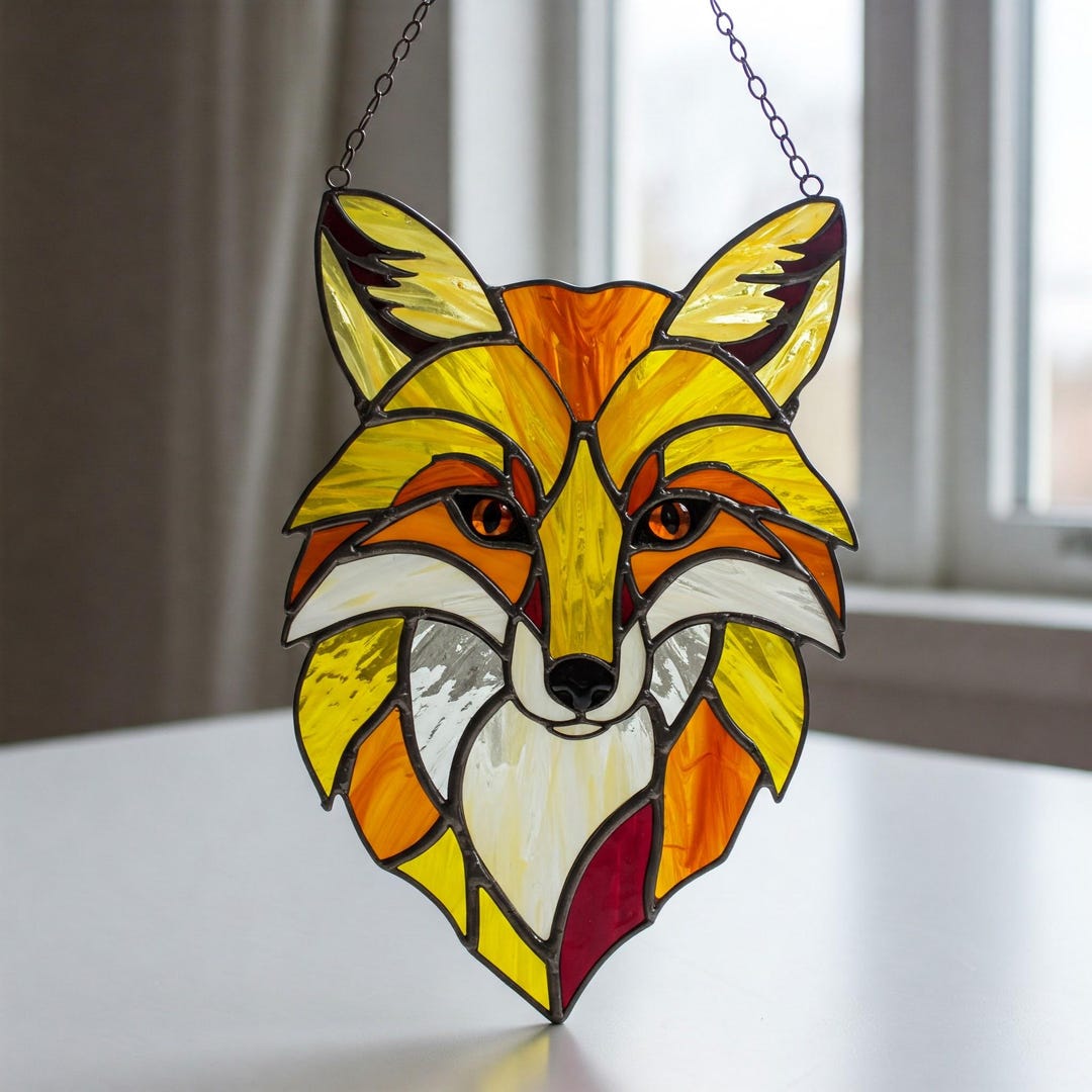 Fox Stained Glass Suncatcher Pattern: Colorful Hanging Decor (PDF) - Etsy