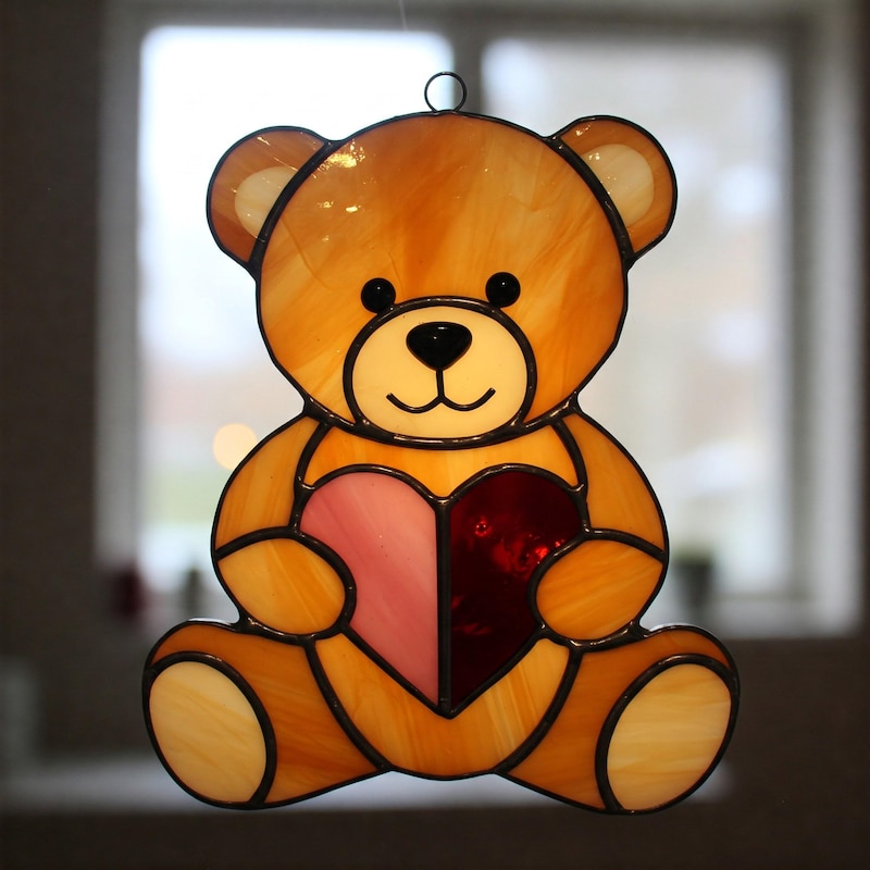 Heart Bear Suncatcher - Etsy UK