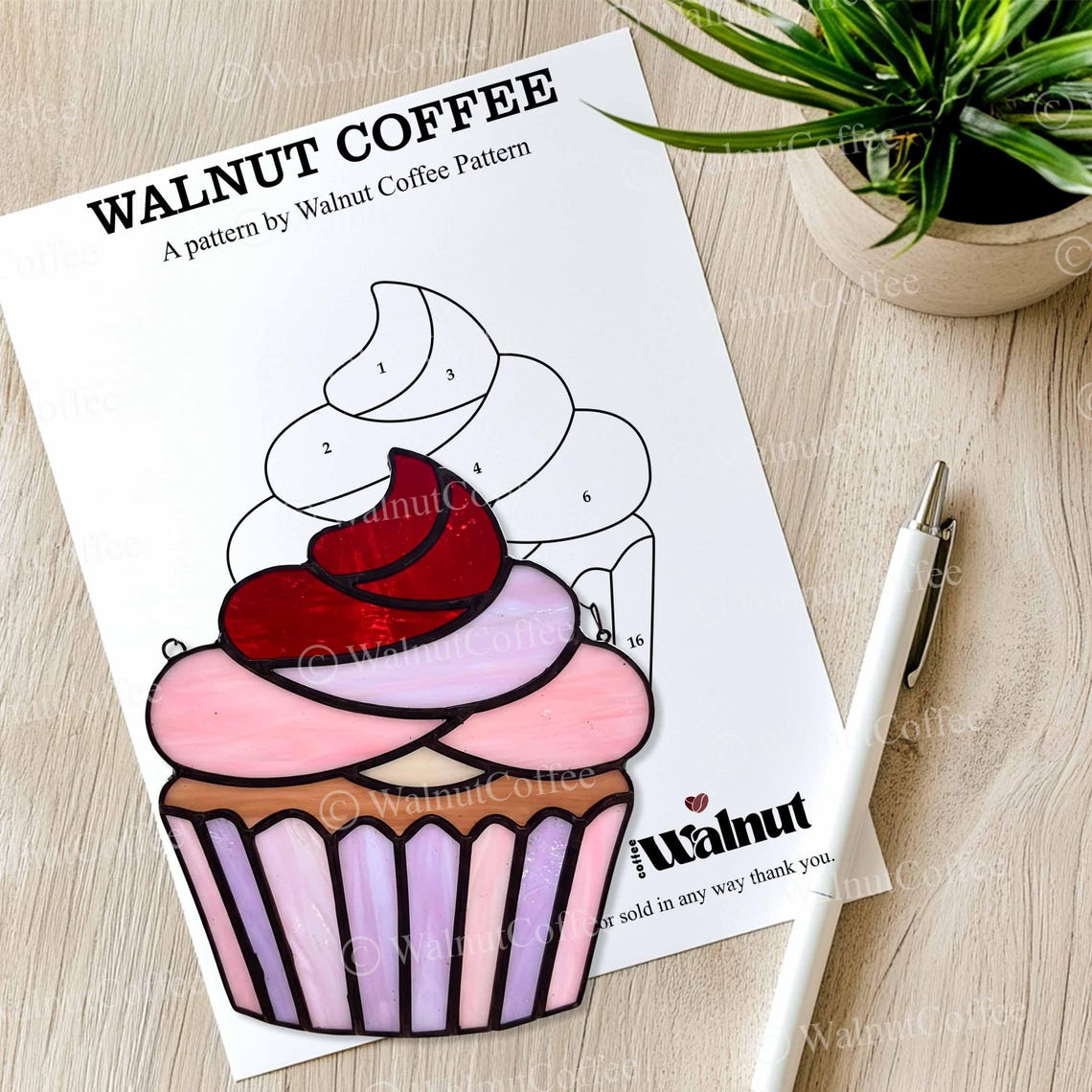 Cupcake Stained Glass Pattern, Dessert Decor (PDF) - Etsy