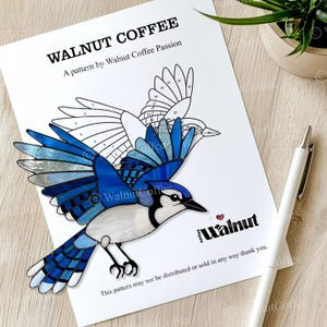 Pattern Blue Jay Stained Glass, Blue Jay Stained Glass Suncatcher, DIY ...