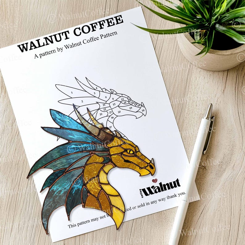 Stained Glass Dragon Suncatcher PDF Pattern: Fantasy Decor (digital ...