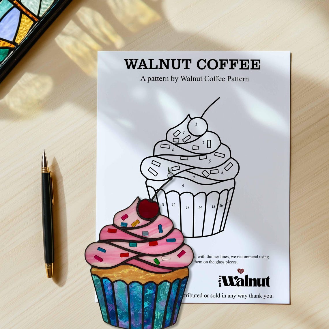 Cherry Cupcake Stained Glass Pattern: Festive DIY Project (PDF) - Etsy