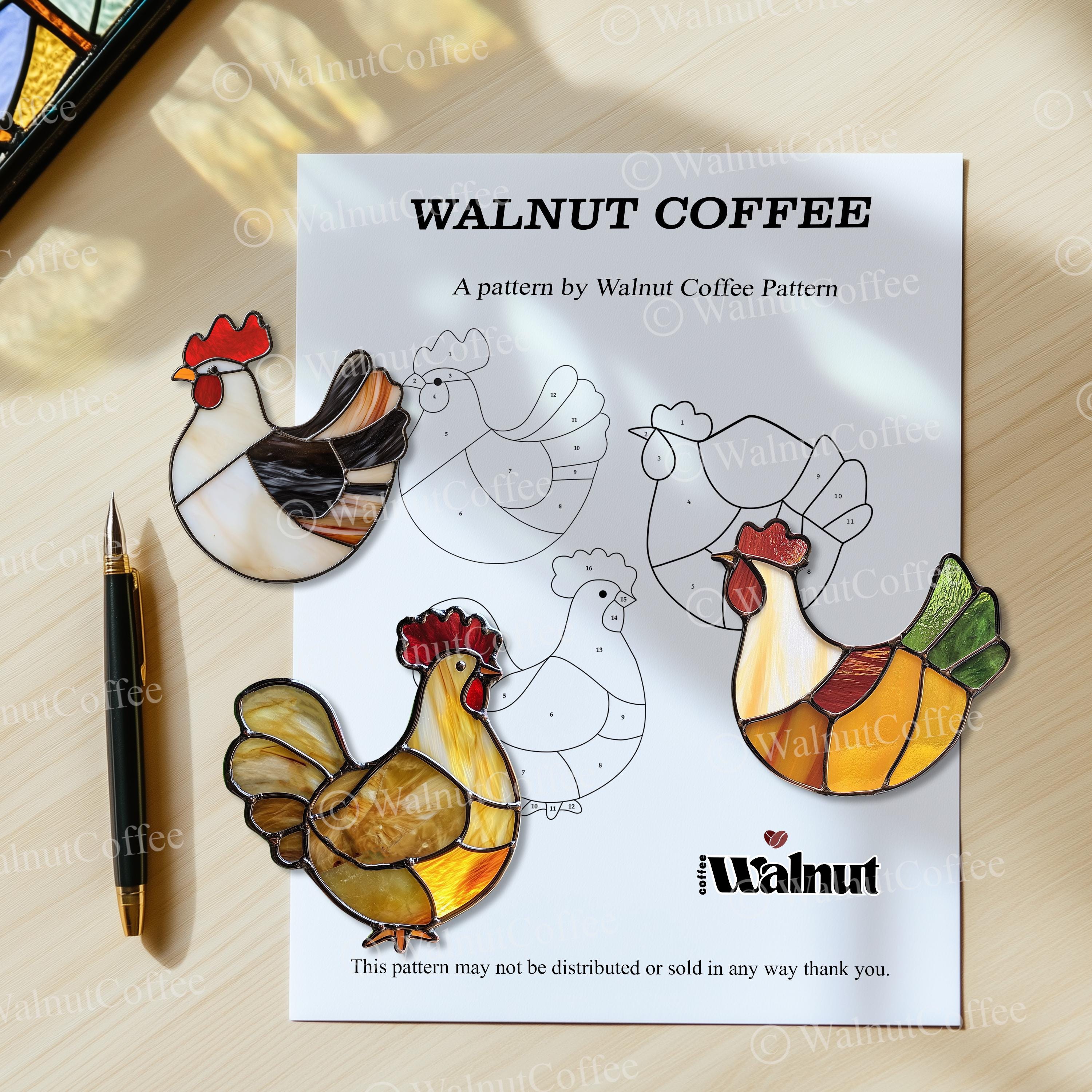 Hen and Rooster Stained Glass Pattern Bundle: DIY Festive PDF (A3) - Etsy