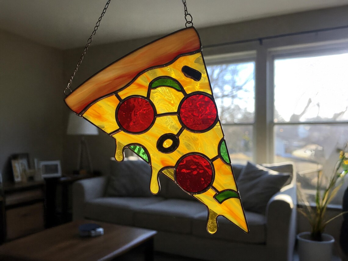 Pizza Slice Stained Glass Pattern: DIY Festive Decor (PDF) - Etsy