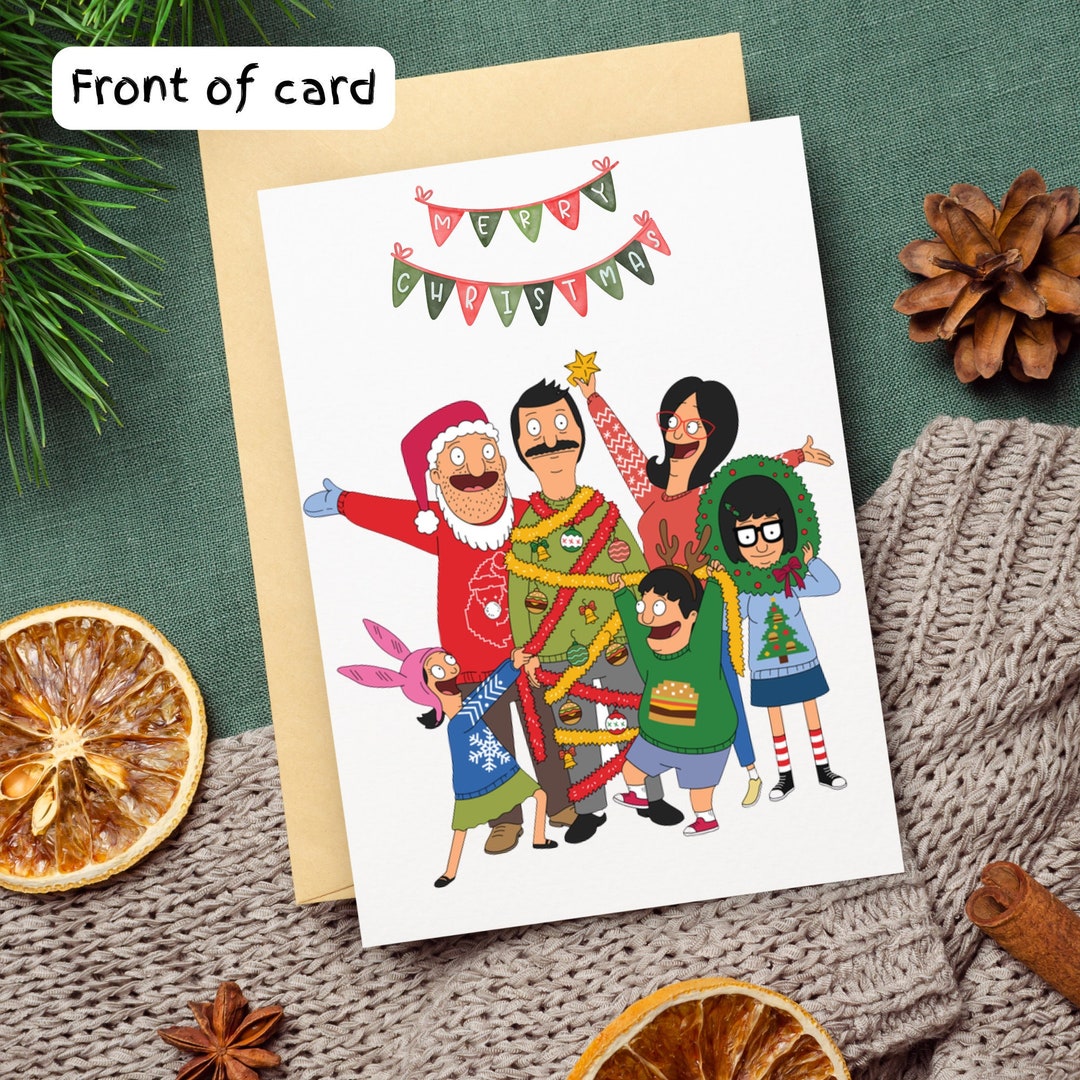 Bob's Burgers Christmas Card personalised Handmade Bob - Etsy