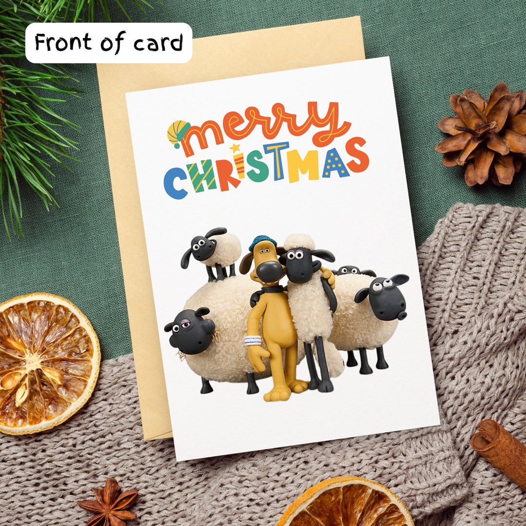 Shaun the Sheep Christmas Card Custom Handmade Holiday Greeting Festive ...