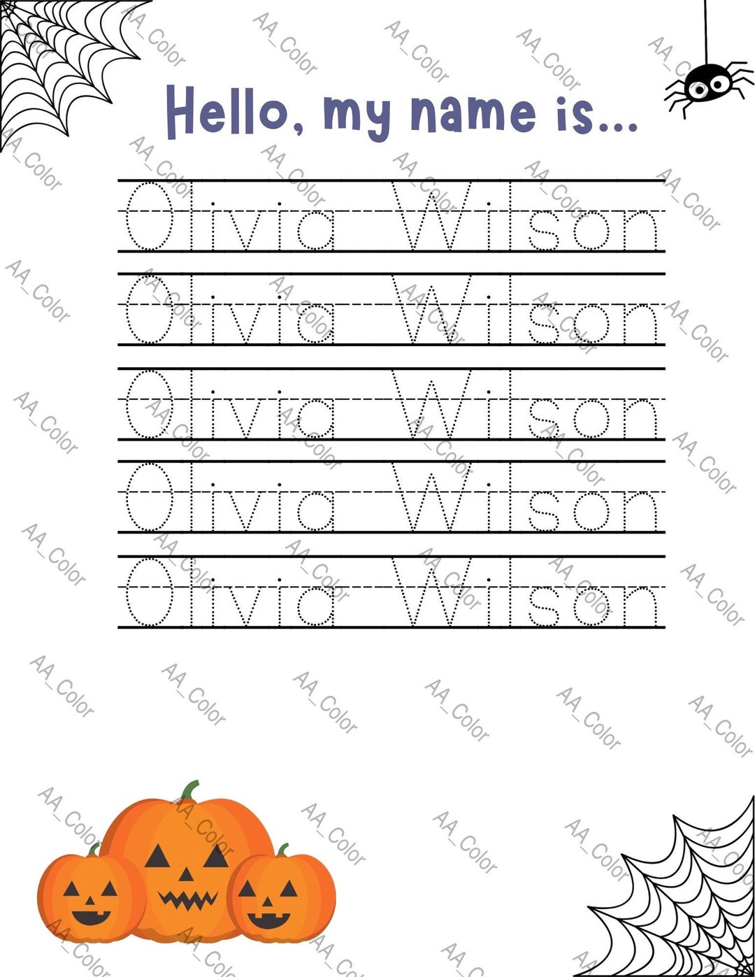 Digital Halloween Name Tracing Sheet - Etsy