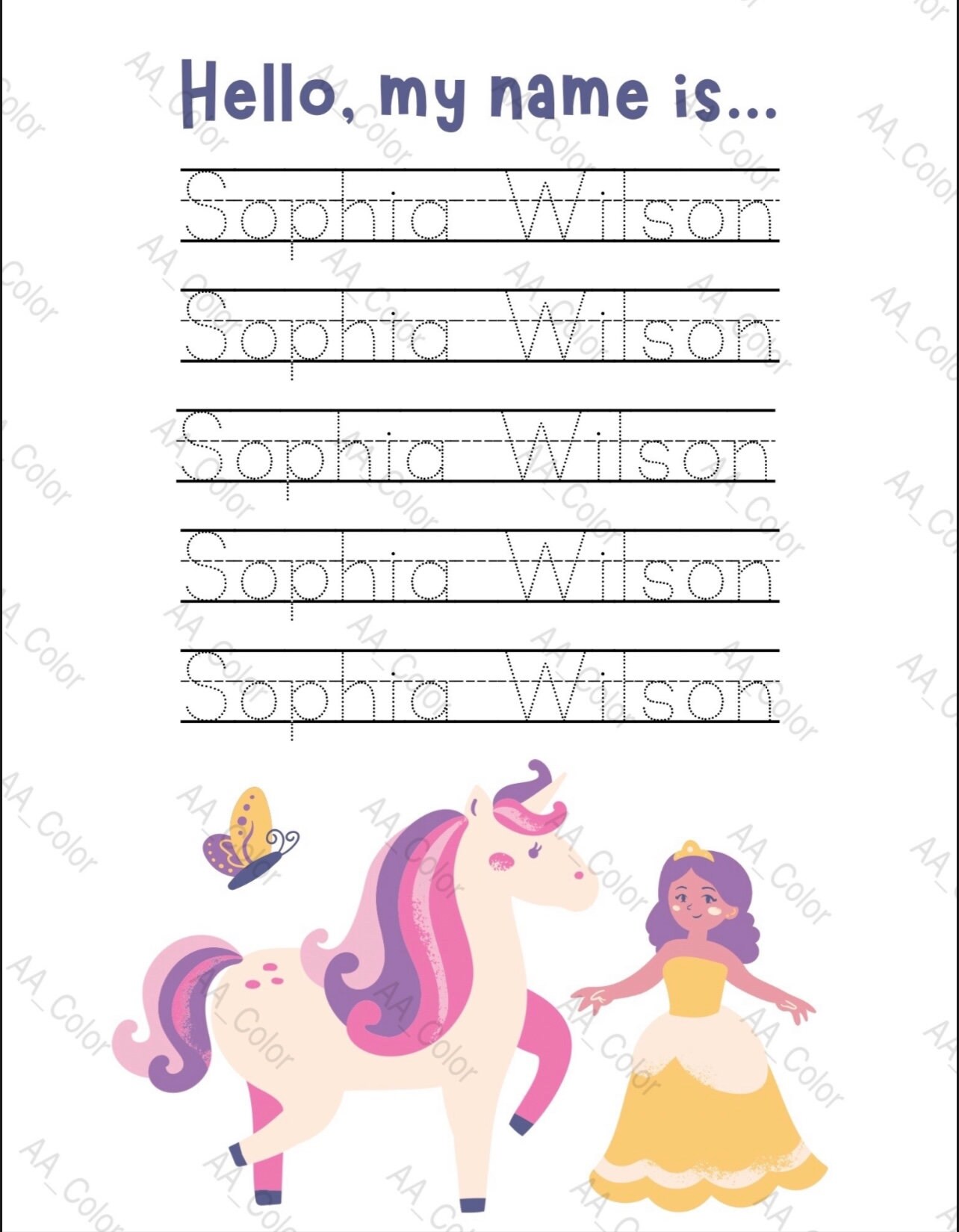 Digital Custom Name Tracing Girl - Etsy