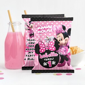 Minnie Mouse Pink Chip Bag, Minnie Mouse Pink Chip Bag Label, Minnie ...