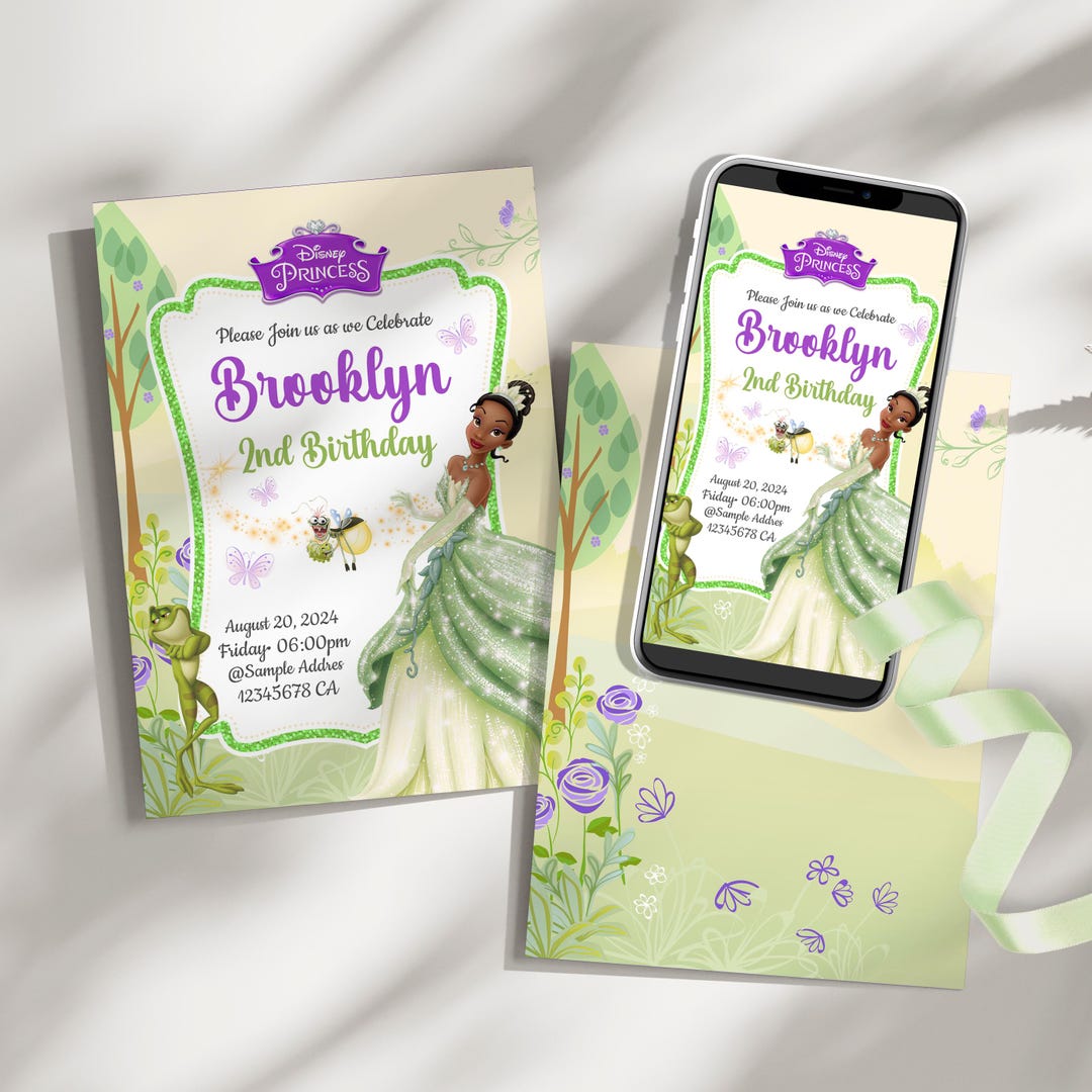 Princess Tiana Invitation Princess Tiana Digital Invitation Princess Tiana Printable