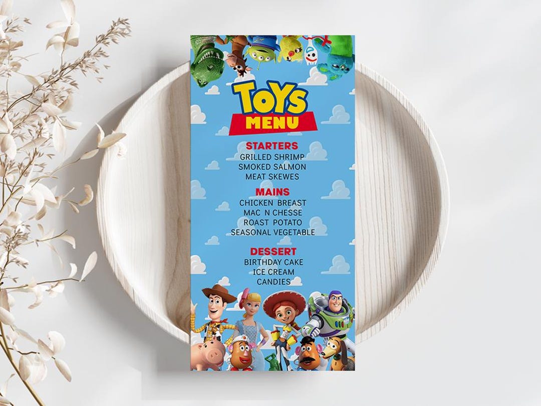 Toy Story Menu, Toy Story Menu Printable, Toy Story, DIGITAL FILE ONLY ...