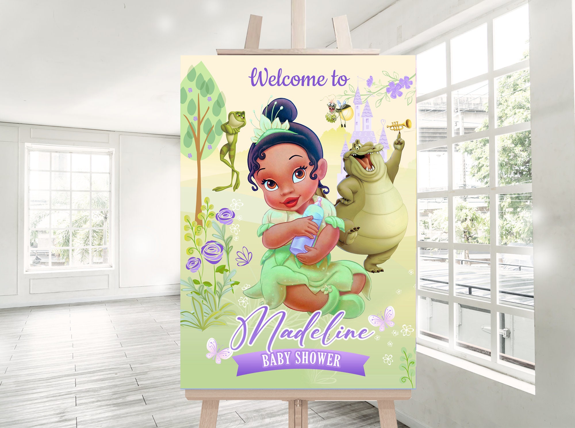 Baby Tiana Welcome Sign, Princess Tiana Welcome Board, Princess Tiana ...