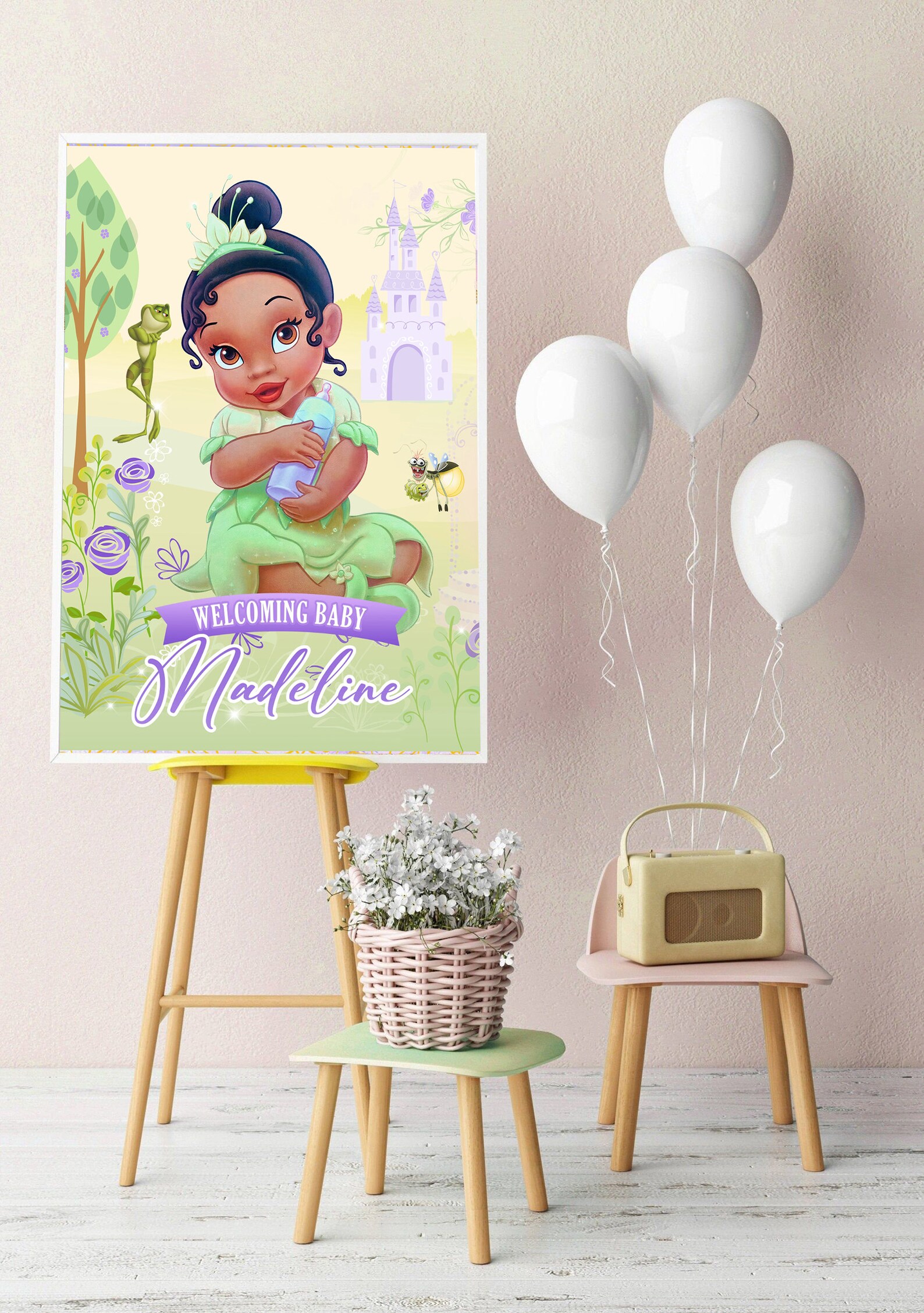Baby Tiana Welcome Sign, Princess Tiana Welcome Board, Princess Tiana ...