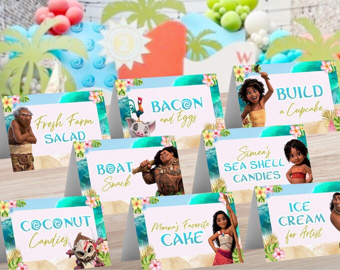 Moana Place Cards, Moana Party, Moana Inspired Birthday, Moana Food ...