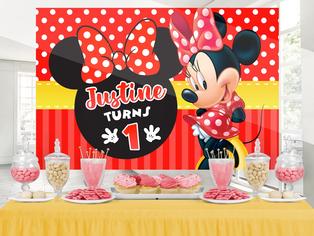Minnie Mouse Red Backdrop, Minnie Mouse Red Banner, Minnie Mouse Red ...