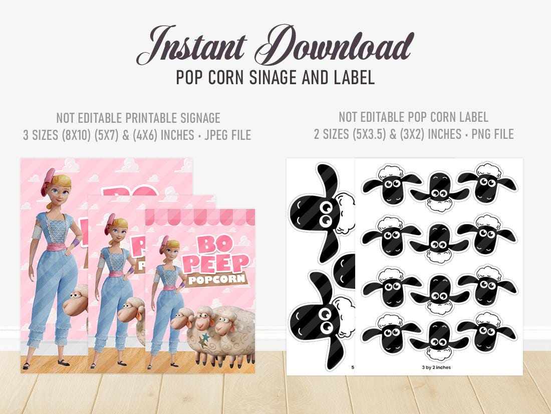 Sheep Head for Pop Corn, Toy Story Girl Pop Corn Sign, Toy Story Bo ...