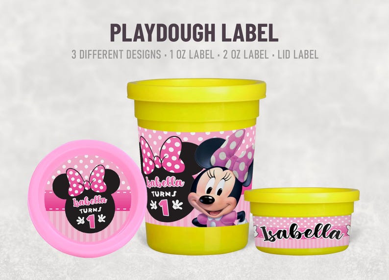Mouse Pink Playdough Label, Minnie Mouse Pink Playdough Wrapper Label ...